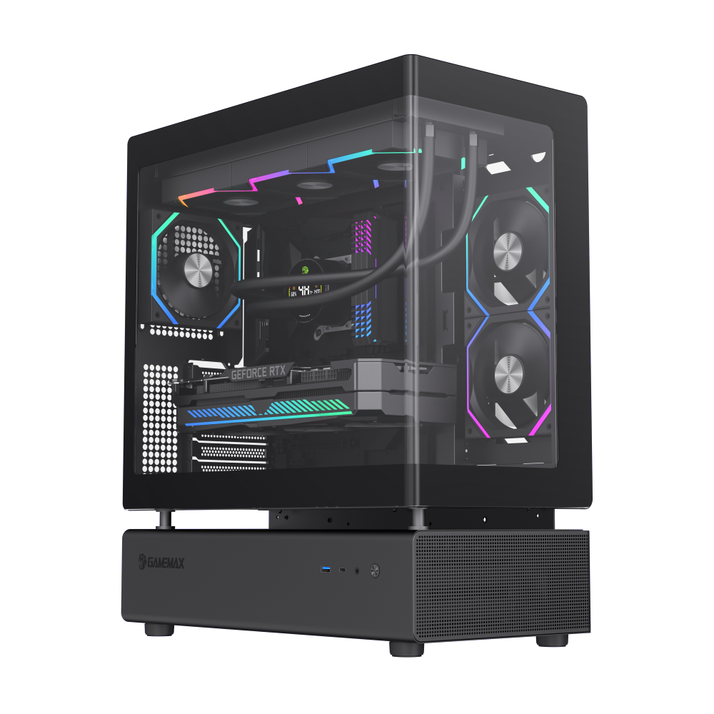 Gamemax N80 BK Gaming PC Case-270° FULL VIEW TEMPERED GLASS DESIGN